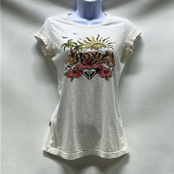 Roxy | Tops | Roxy Ladies Tshirt With Cropped Sleeves Sz Med | Poshmark